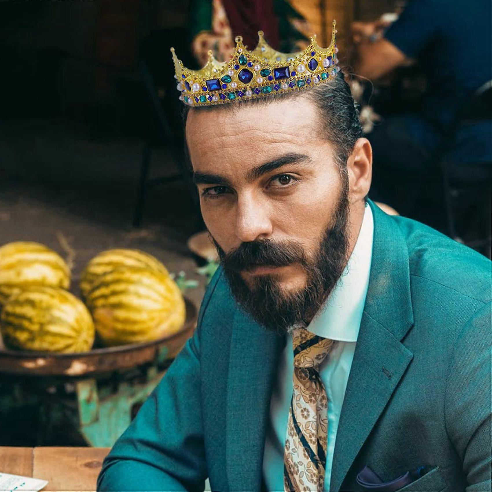 Gold King Crowns for Men - Baroque Vintage Rhinestone , Men'S Full ...