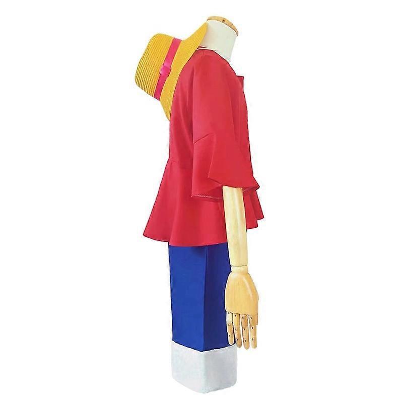 Anime Luffy Cosplay Kostym Monkey D. Luffy Red Tstirt Byxor Hatt Kostym ...