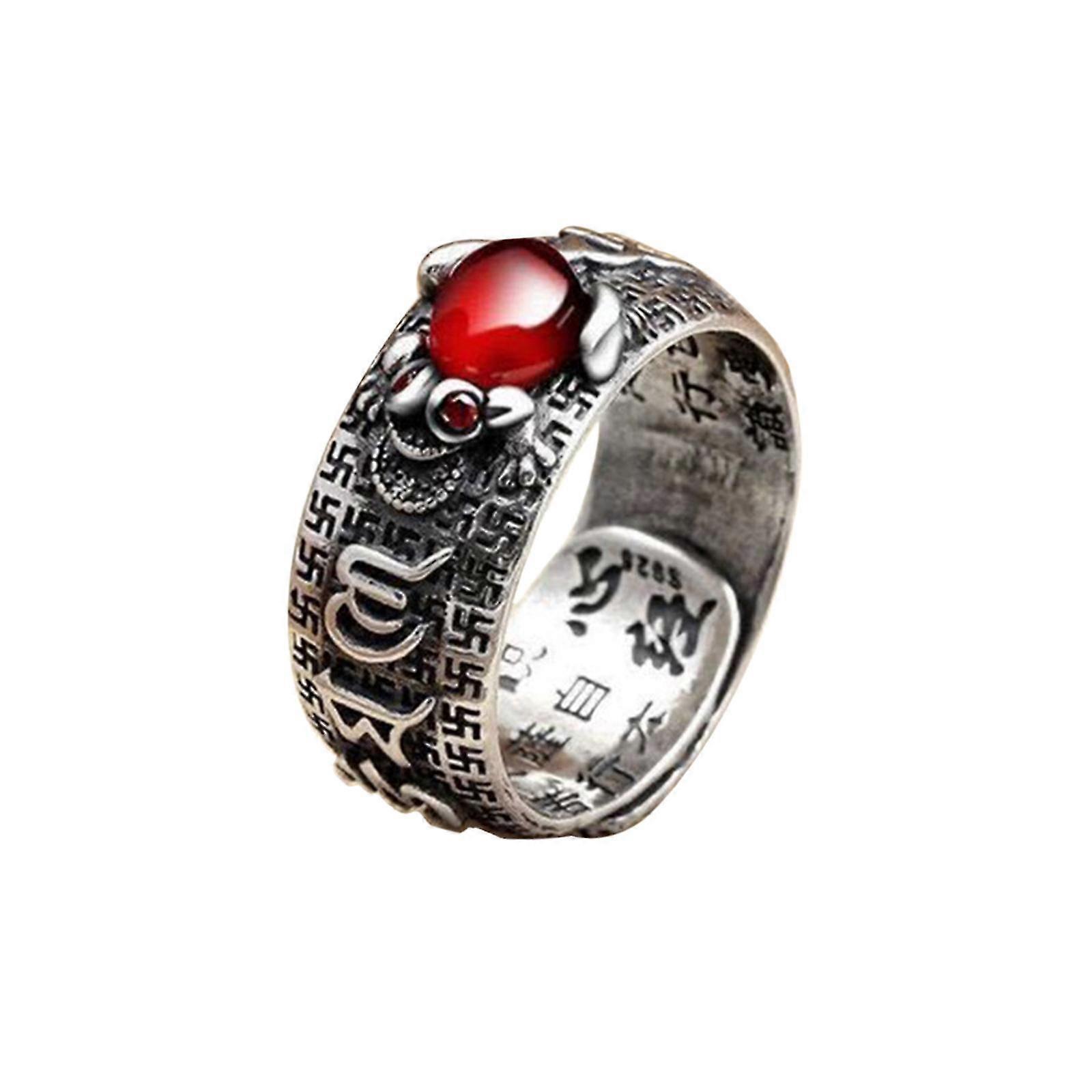 Pixiu Buddhist Heart Sutra Ring Feng Shui Ring Opening Adjustable ...