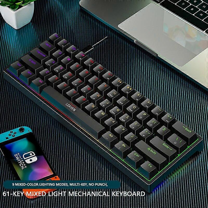 K620 Mini Gaming Mechanical Keyboard 61 Keys RGB Hotswap Type-C Wired ...
