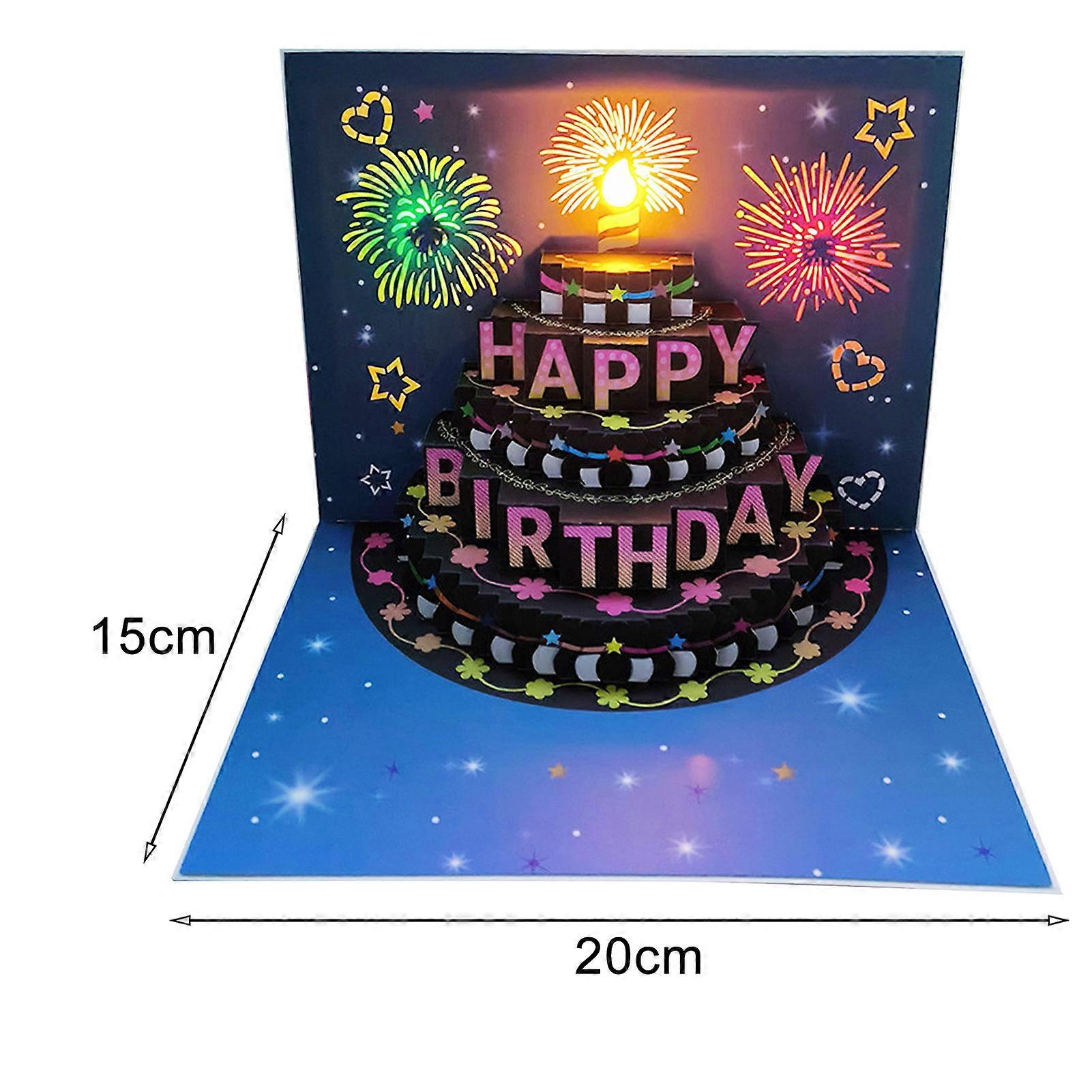 3D Fly-out Birthday Card Light Music Happy Birthday Glowing Greeting ...