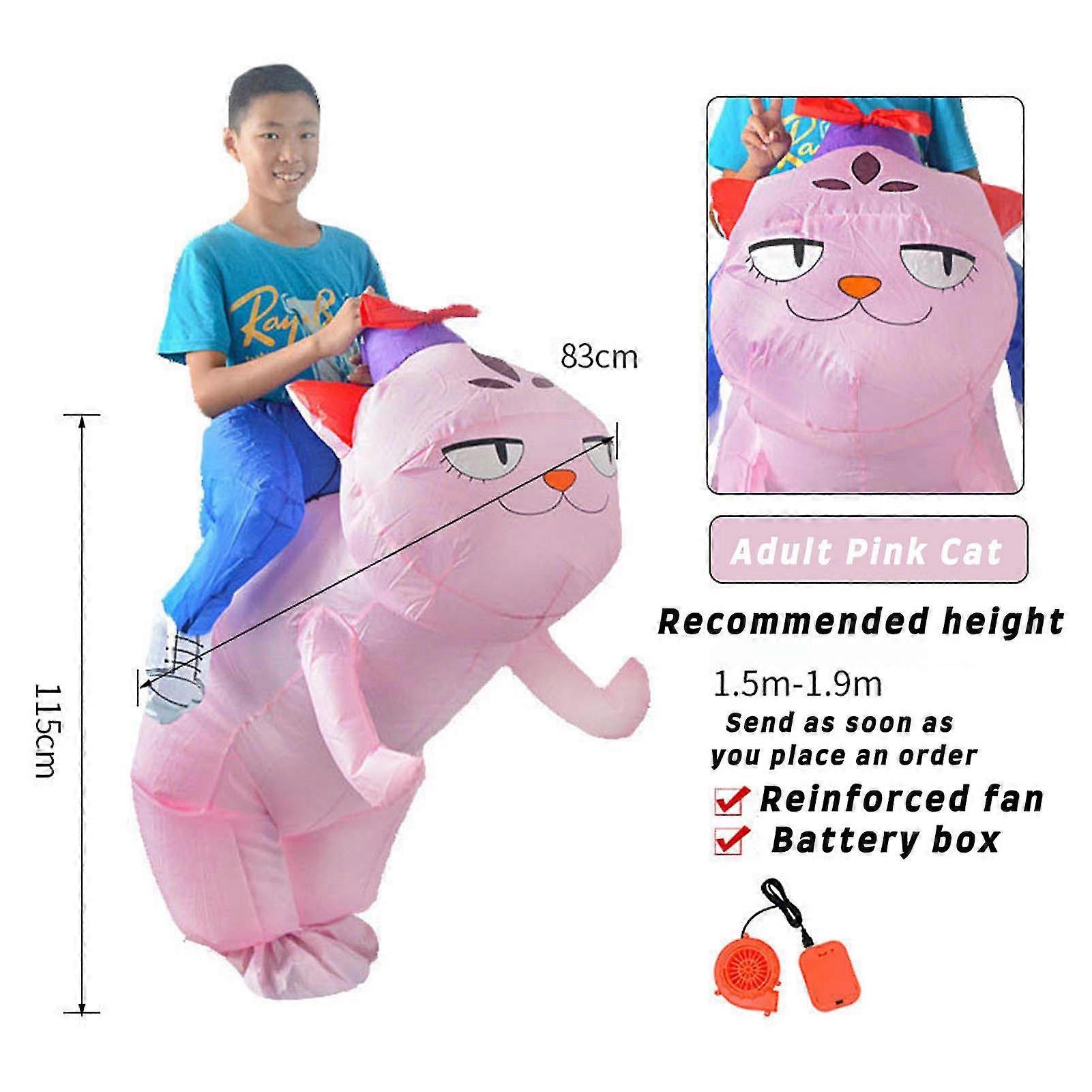 Adult Inflatable Cat Costume Ride on Cat Fan Operated Blow-Up Suits ...