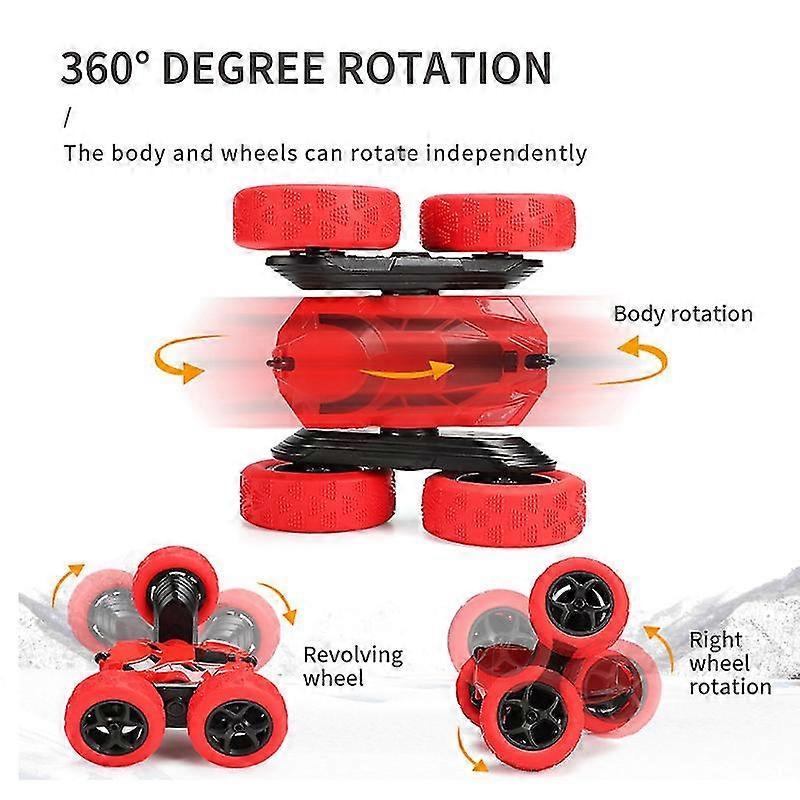 Children's Remote Control Car, Double-sided Stunt Car Rotating And Tumbling Charging Light ...