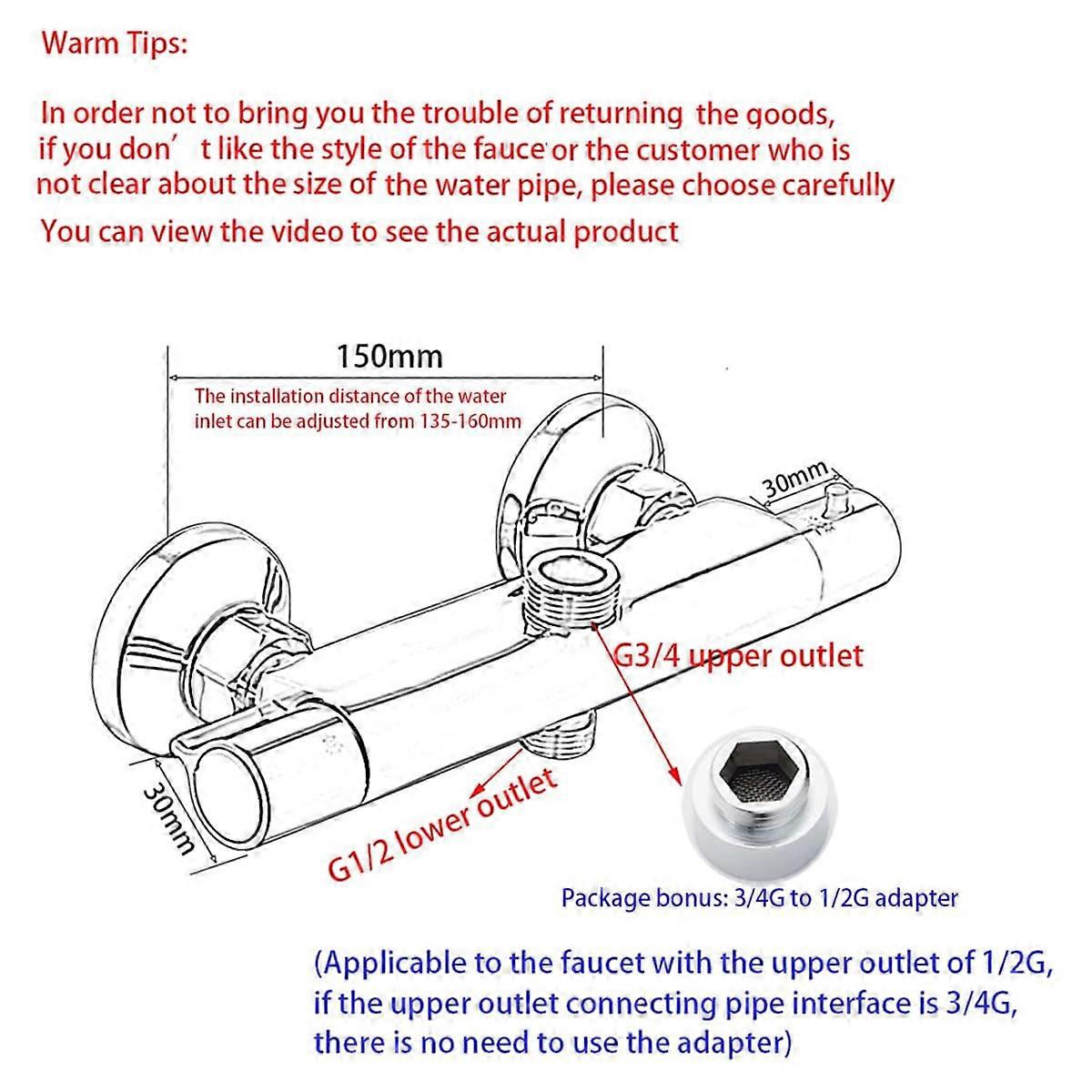 Thermostatic Shower Mixer Stainless Steel with 2 Outlets | Fruugo UK