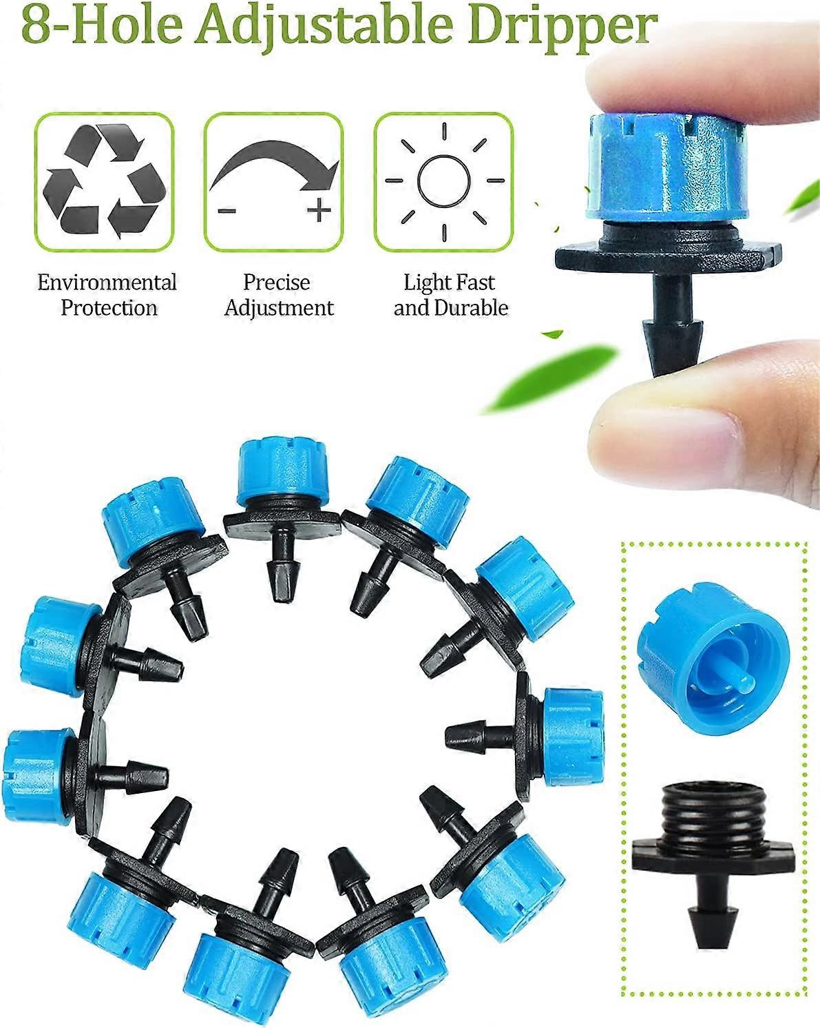 200Pcs 1/4" Irrigation Dripper, Adjustable Drip Irrigation Irrigation ...