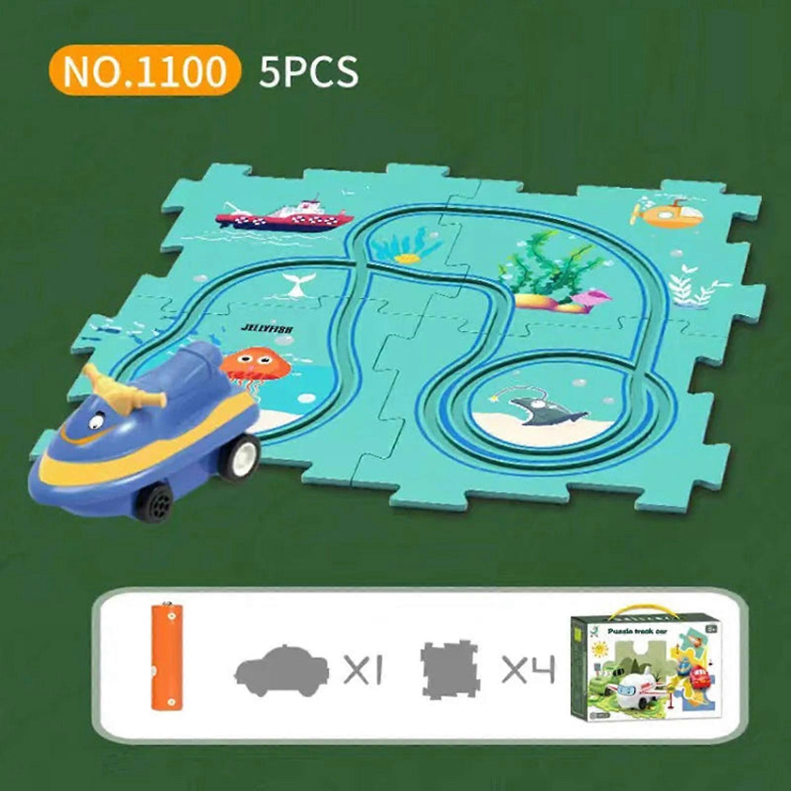 Educational Puzzle Track Car Play Set, Battery-operated Toy Vehicle ...