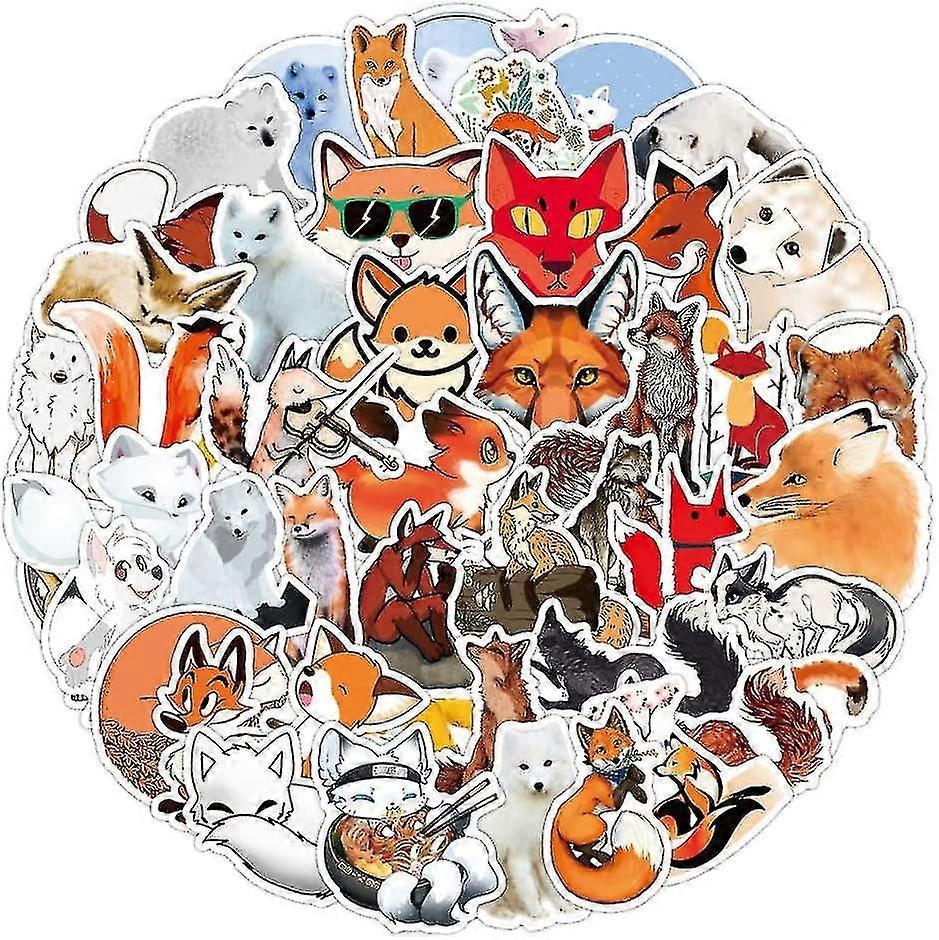 50 Pcs Fox Stickers For Water Bottle Laptop Skateboard Luggage Guitar ...