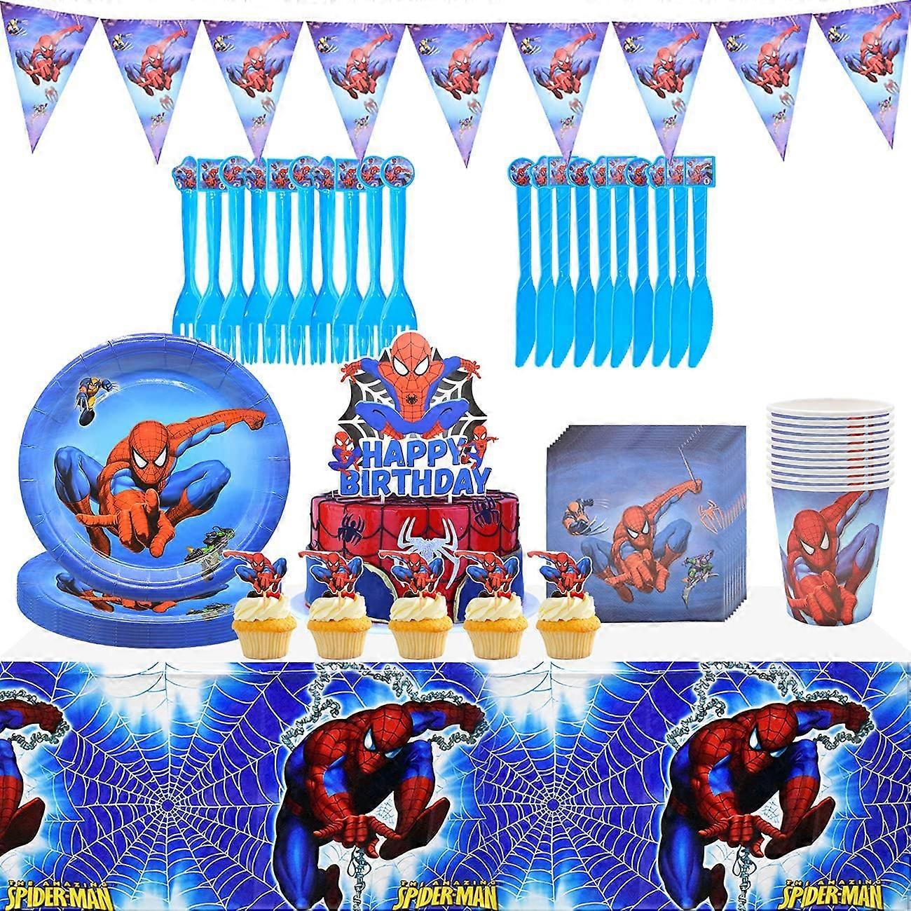 Spiderman Party Tablewear Kit, Spiderman Birthday Party Decoration for ...