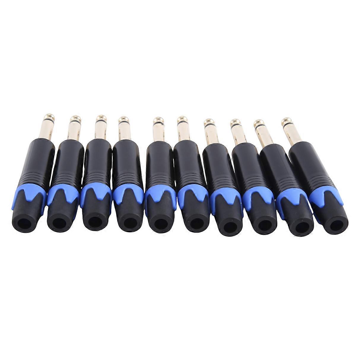 Gold Plating 10Pcs Plug Mono Professional 2 Pole 6.35mm 6.5mm Stereo ...