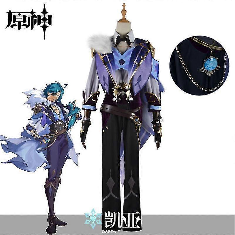 Kaeya Cosplay Genshin Impact Costume Kaeya Uniform Wig Clothes Boots ...