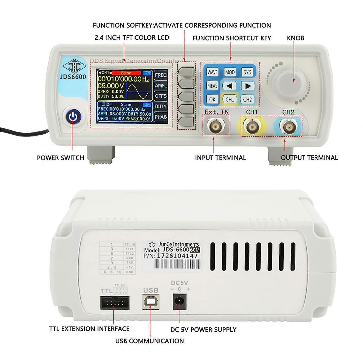 DDS Signal Generator Counter Digital Control Sine Frequency AC100-240V ...