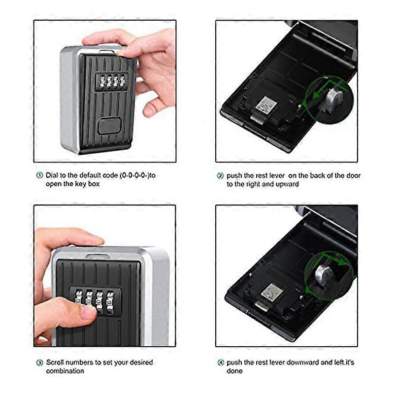 Lock Box 4 Digit Combination Waterproof Box Aluminum Alloy Weather ...