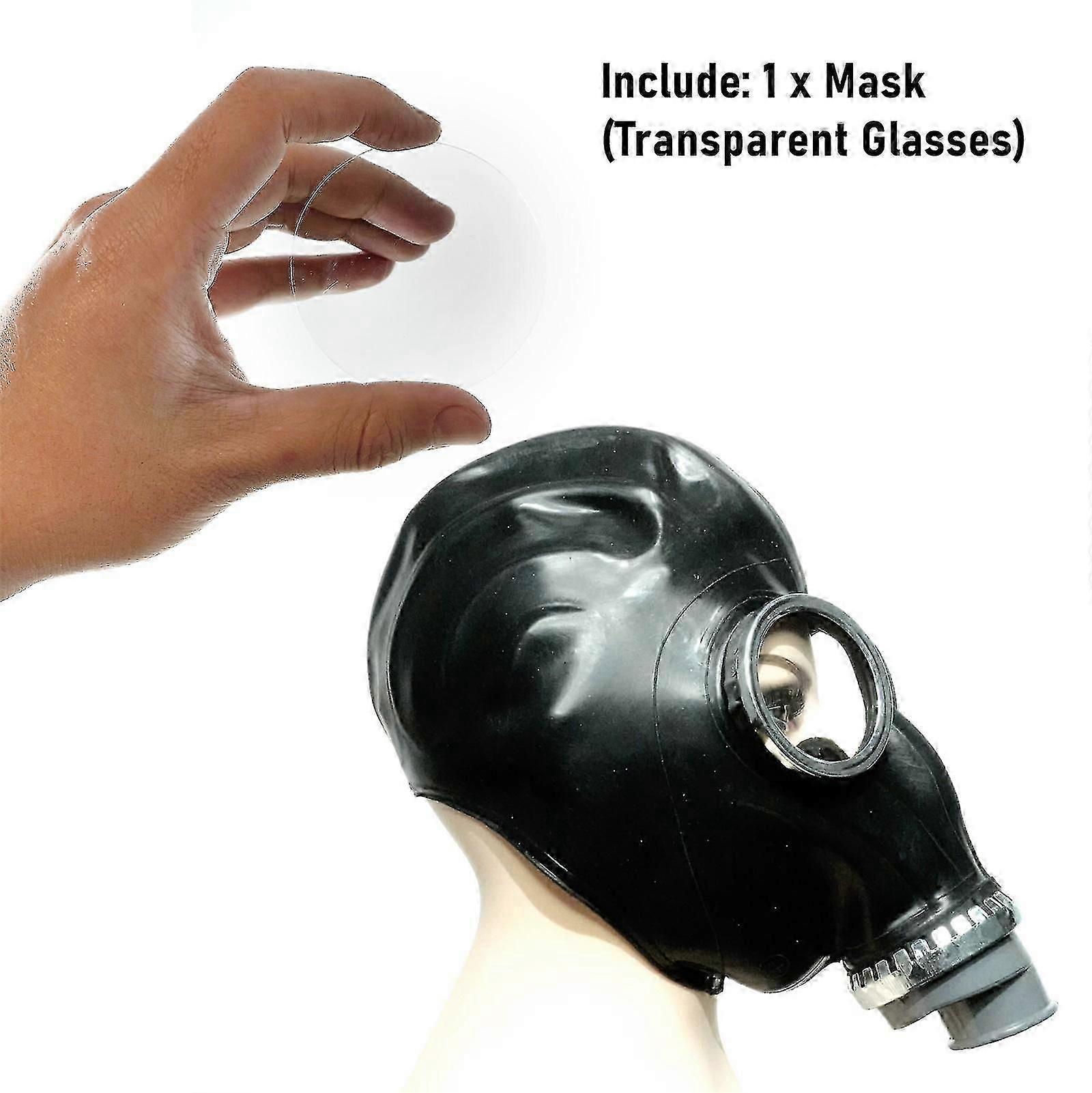 Full Face Latex Mask, Black Rubber Fetish Gas Mask, Breathing Control ...