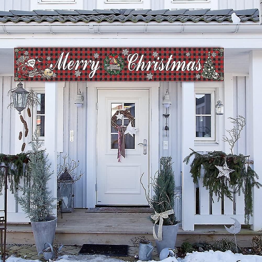Large "merry Christmas" Banner - Red Christmas Sign With Snowman ...