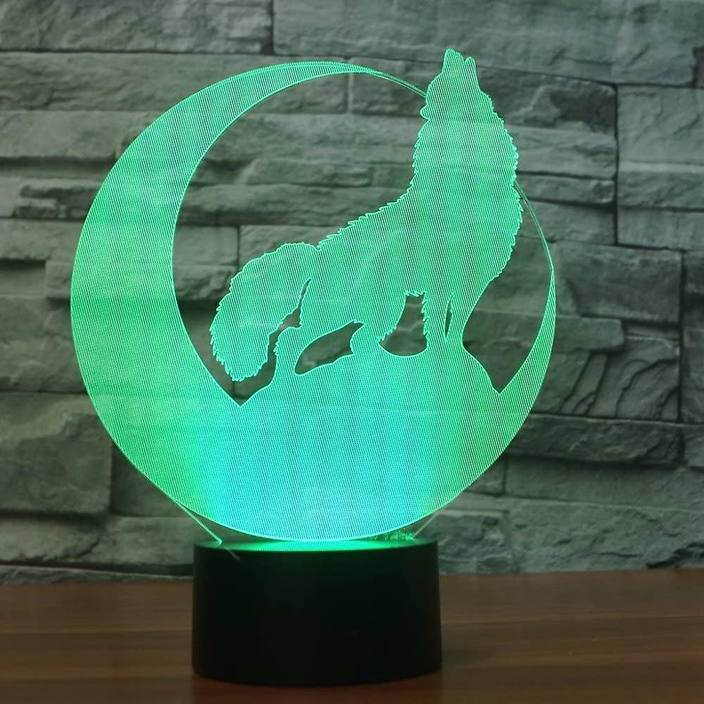 3d Wolf Night Light Animal Table Lamp Decor Table Desk Optical Illusion ...