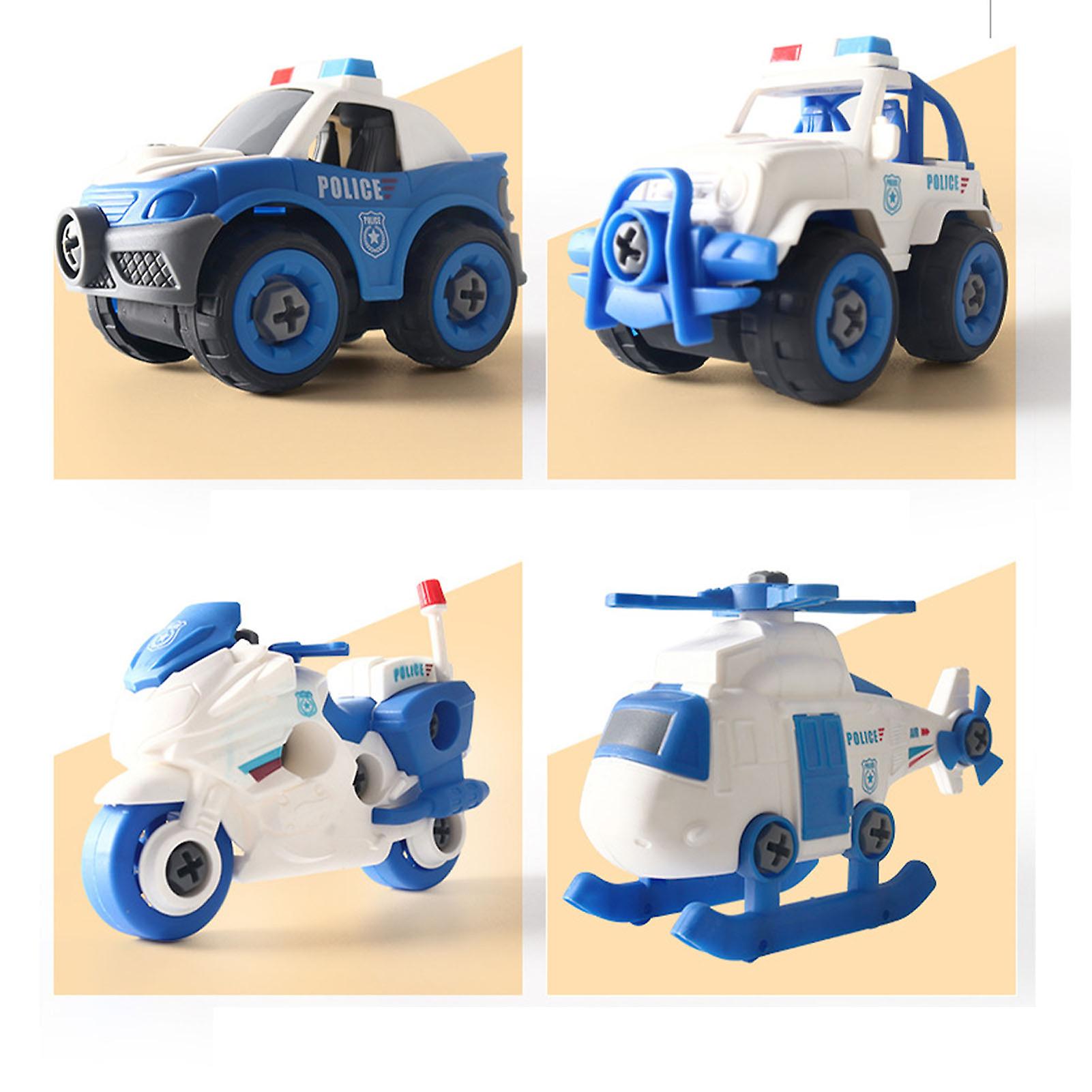 Kids Police Vehicle Toy Set - 4 Pcs Assembled Escort Cruiser Car ...