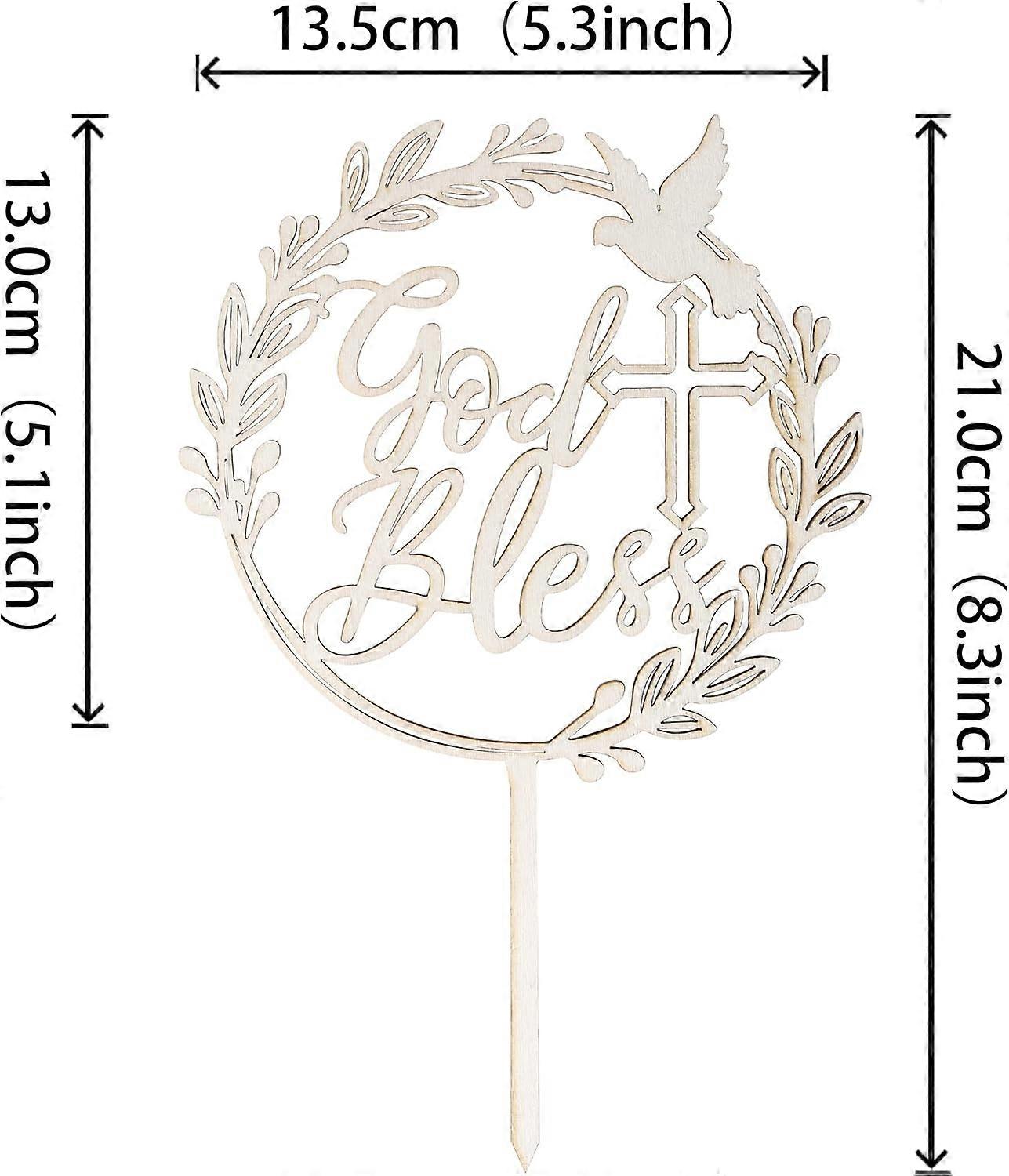 God Bless Cake Topper with Dove - Wooden Cross Cake Pick for First ...