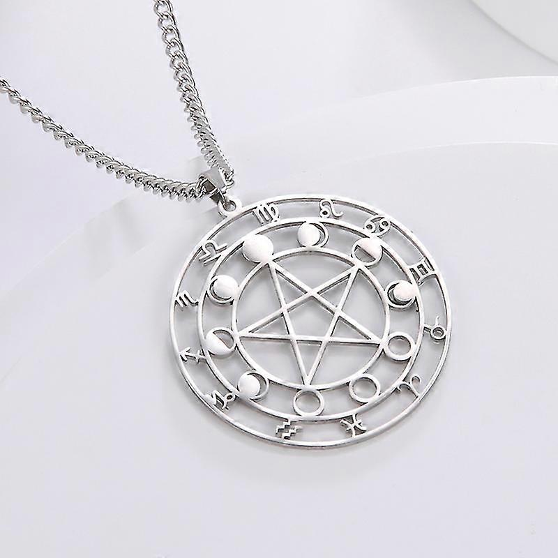 Dawapara Wicca Pentagram Witch Necklace Stainless Steel Amulet For ...