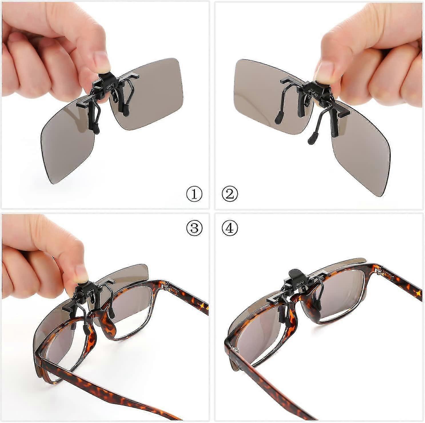 4 Piece Sun Clip, Clip Polarized Sunglasses, Over-glasses For Men Women ...