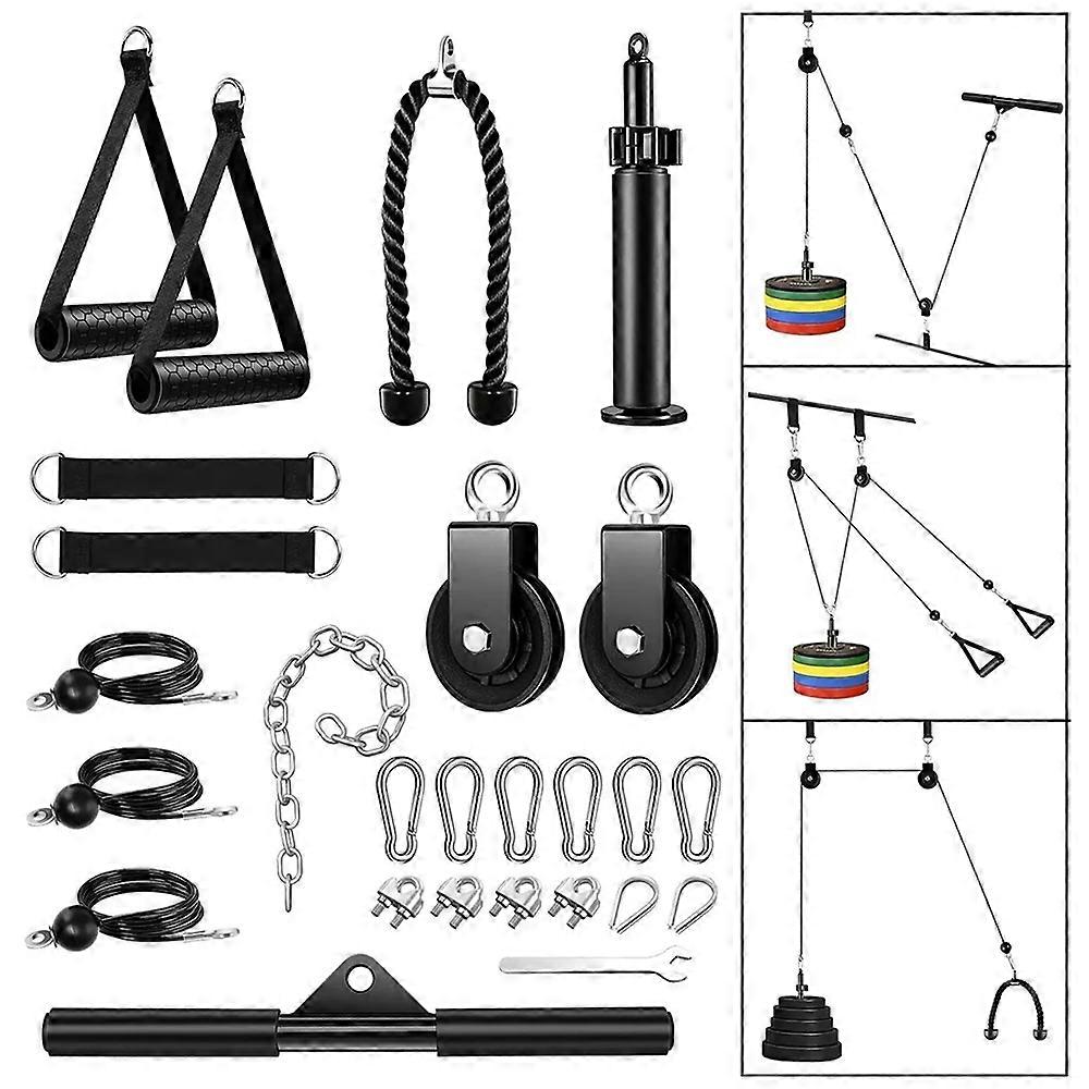 27Pcs Fitness Pulley System Gym LAT Pulldown Attachments Squat Rack ...