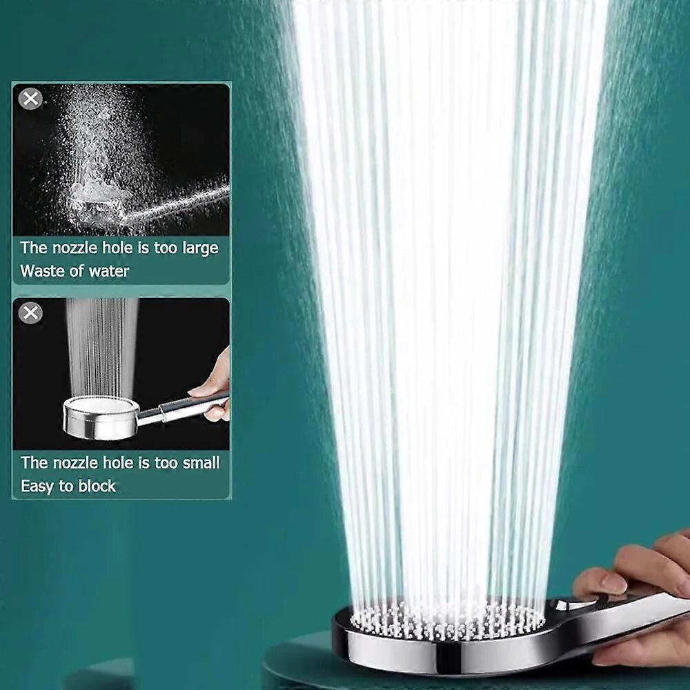 High Pressure Large Flow Shower Head Silver 3 Modes Water Saving Spray ...