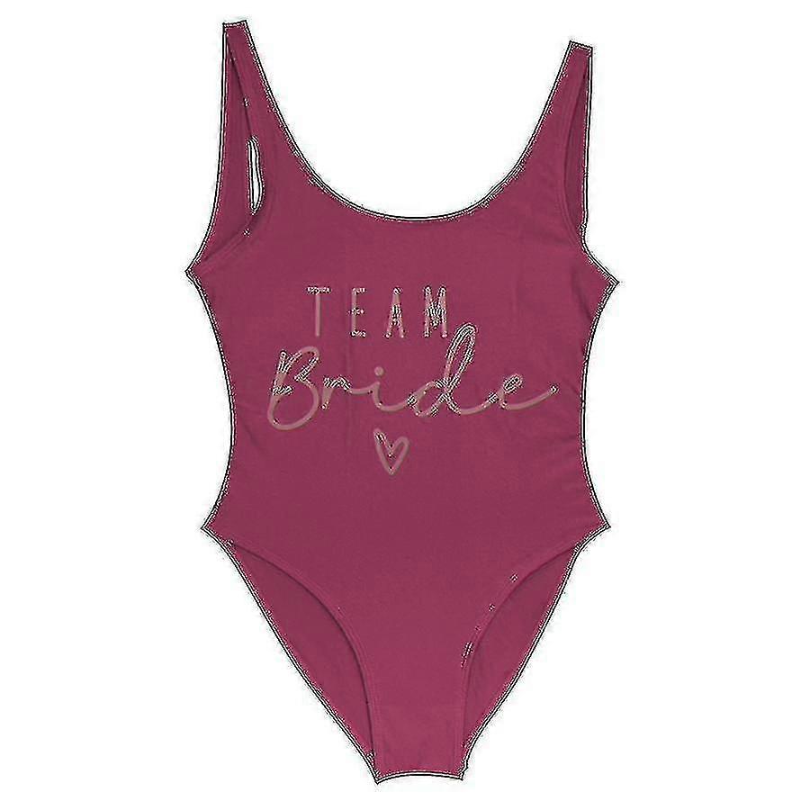 S-3xl Gold Print Team Bride One-piece Swimsuit Squad Women Swimwear ...