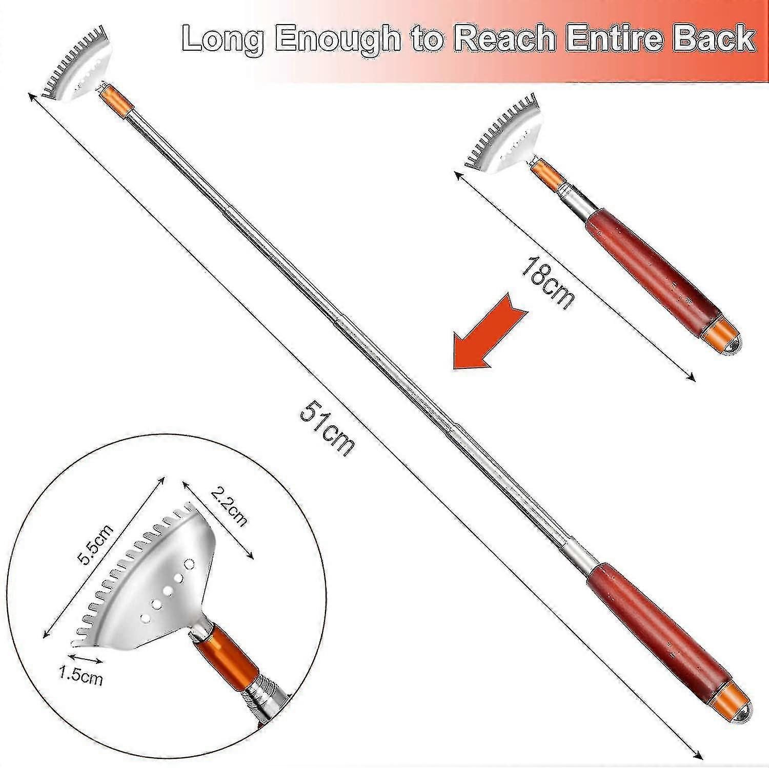 Ladies Men"s Back Scraper Retractable Wooden Handle With Steel Roller ...