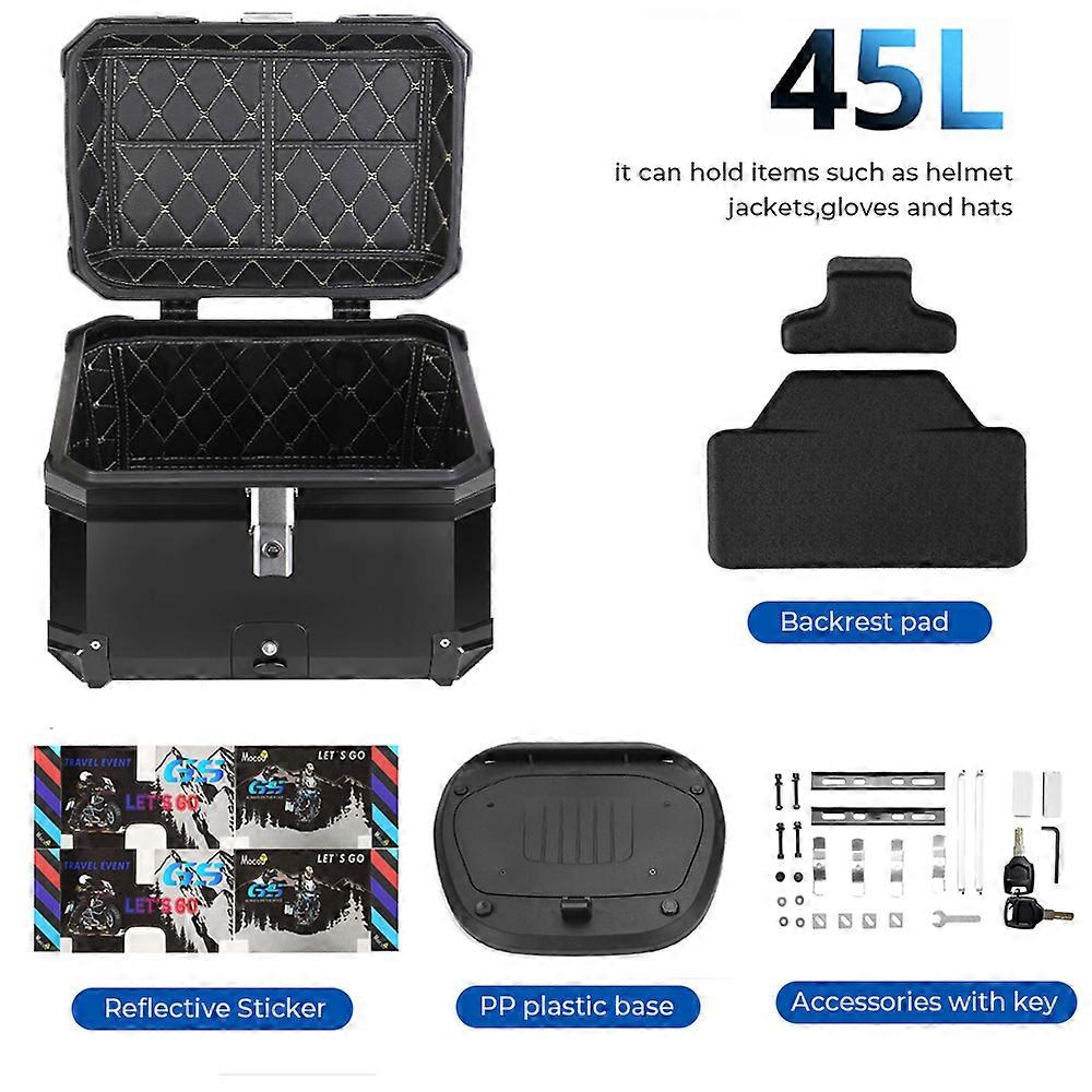 45L Motorcycle Helmet Box Universal Top Tail Rear Luggage Storage Tool ...