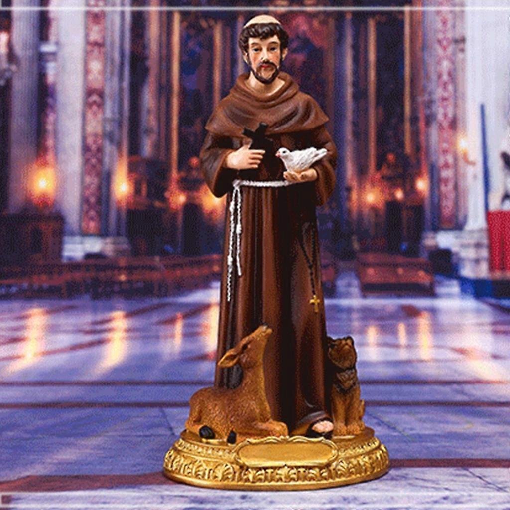 Saint Francis Holy Figurine Religious Decoration Resin Statue Desktop ...