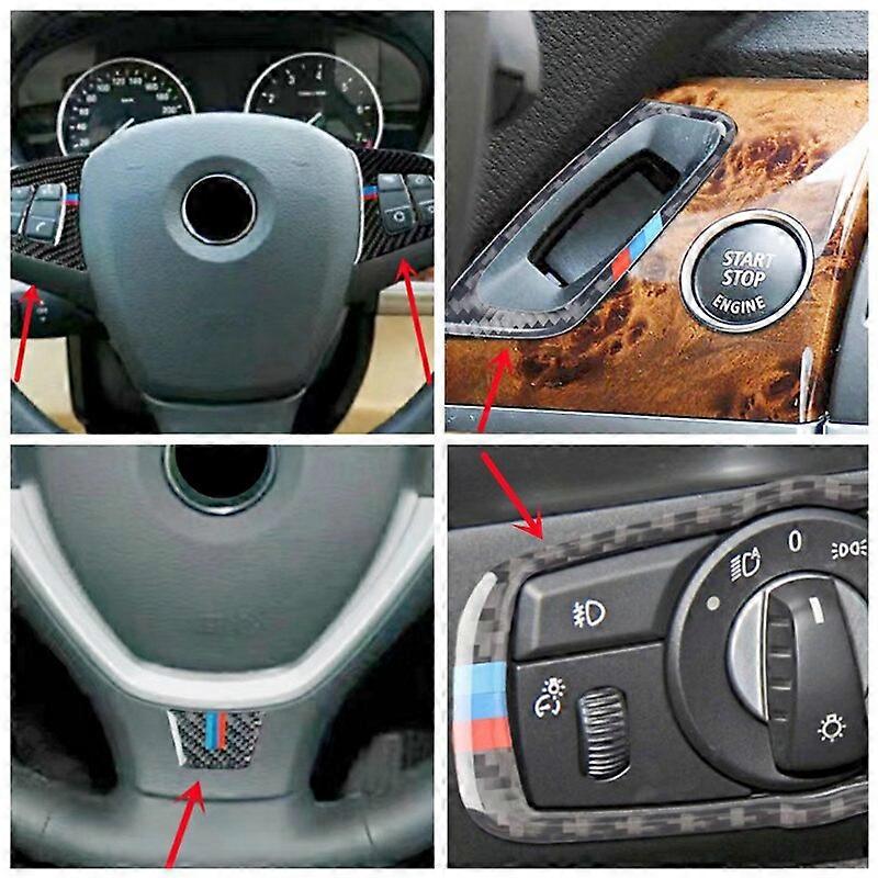 Carbon Fiber Stickers For BMW X5 X6 E70 E71 Interior Modification Cover ...