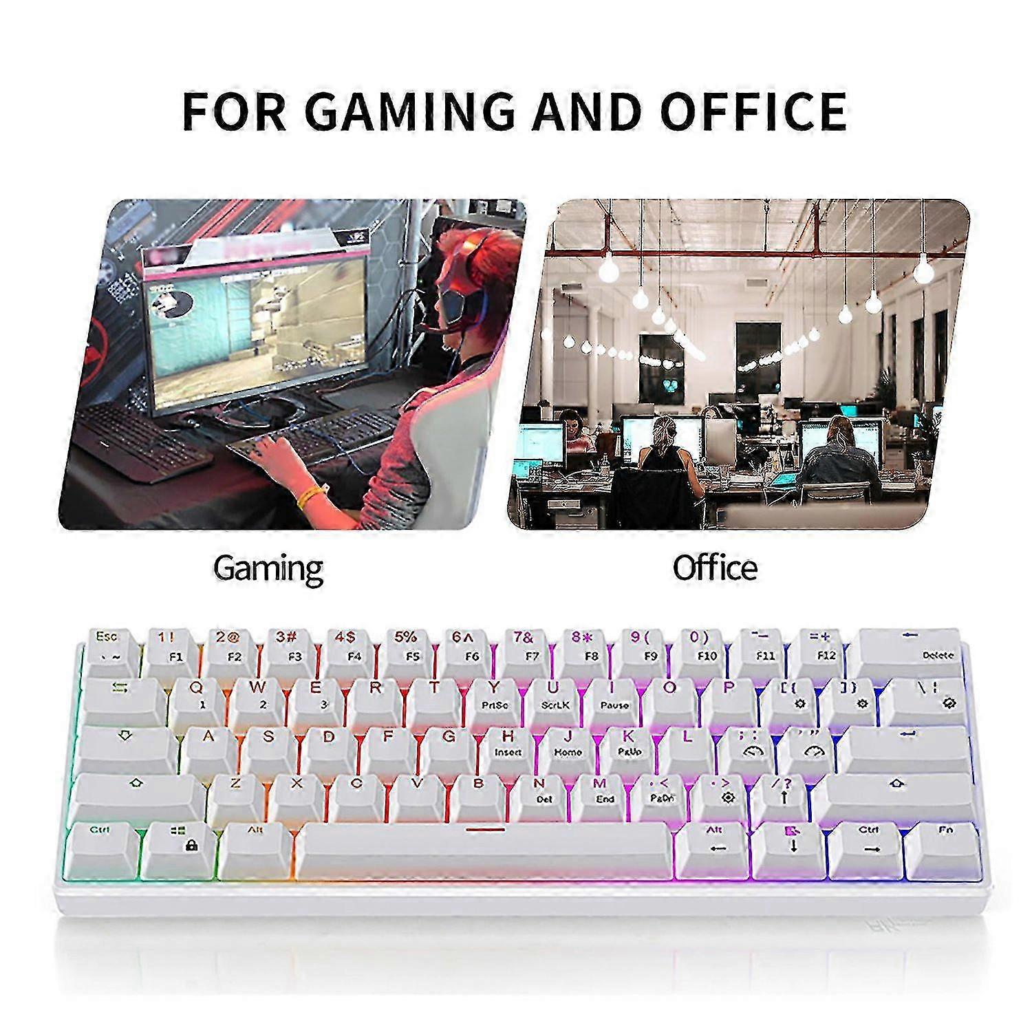 Tawny Axle White RK61 Desk Keyboard Sensitive Low Latency Ergonomic ...