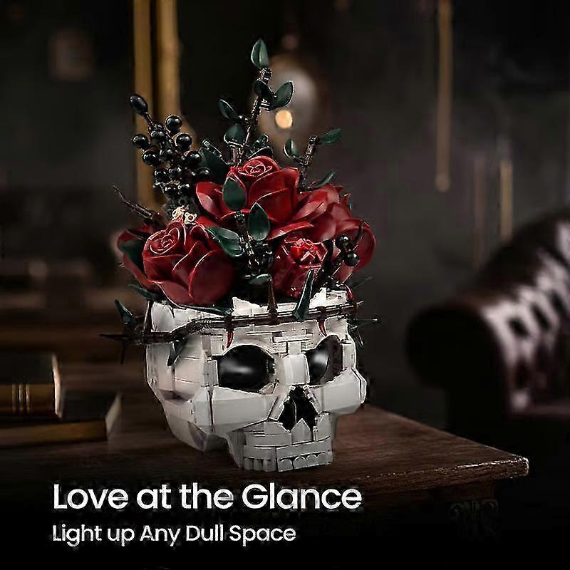 suitable for lego 1-3x gothic skull rose bouquet building set ...
