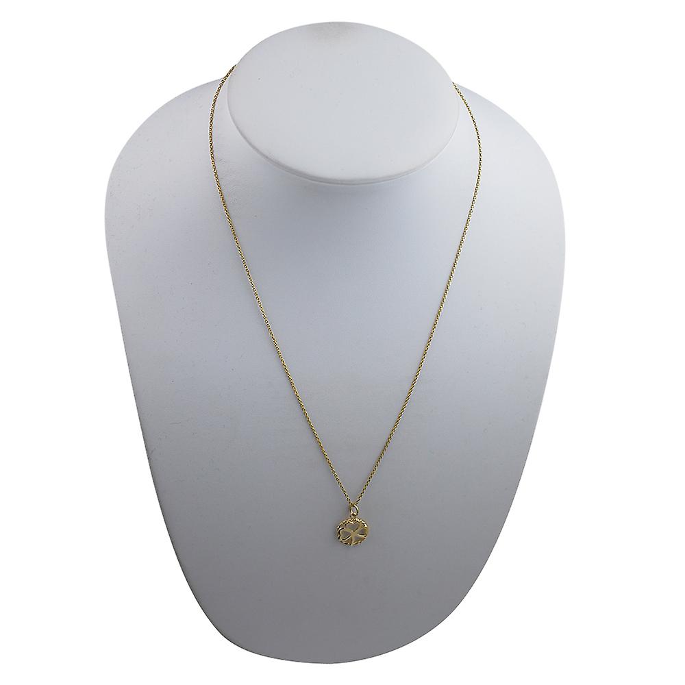 9ct Gold 14mm Shamrock in twisted wire circle Pendant with a cable ...