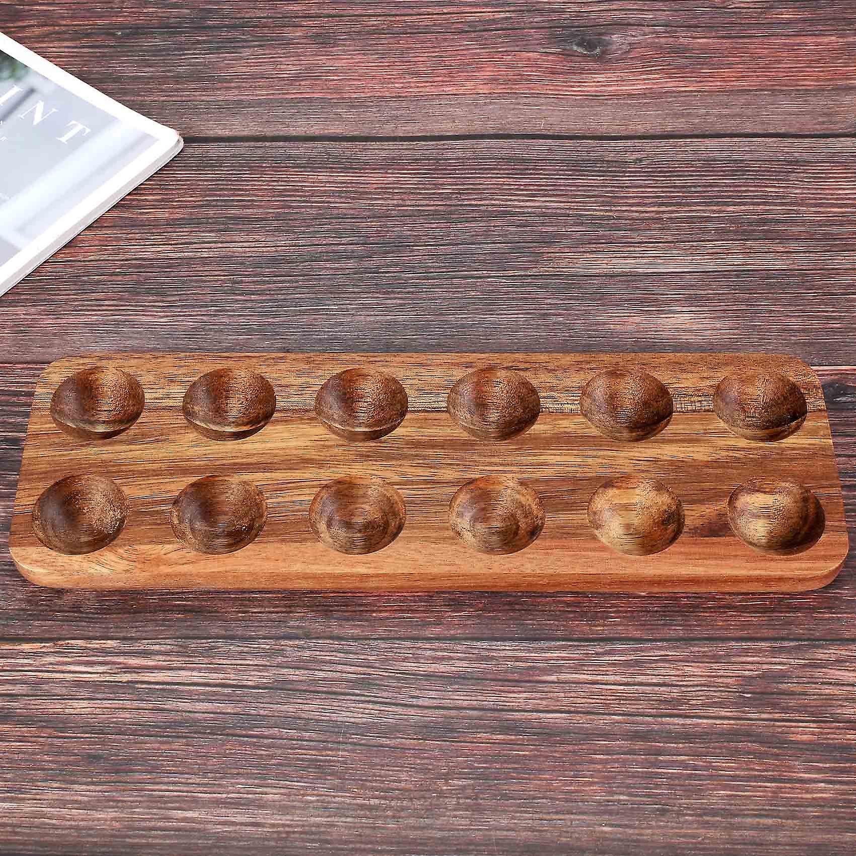 12 Holes Japanese Style Wooden Double Row Egg Box Home Organizer Rack ...
