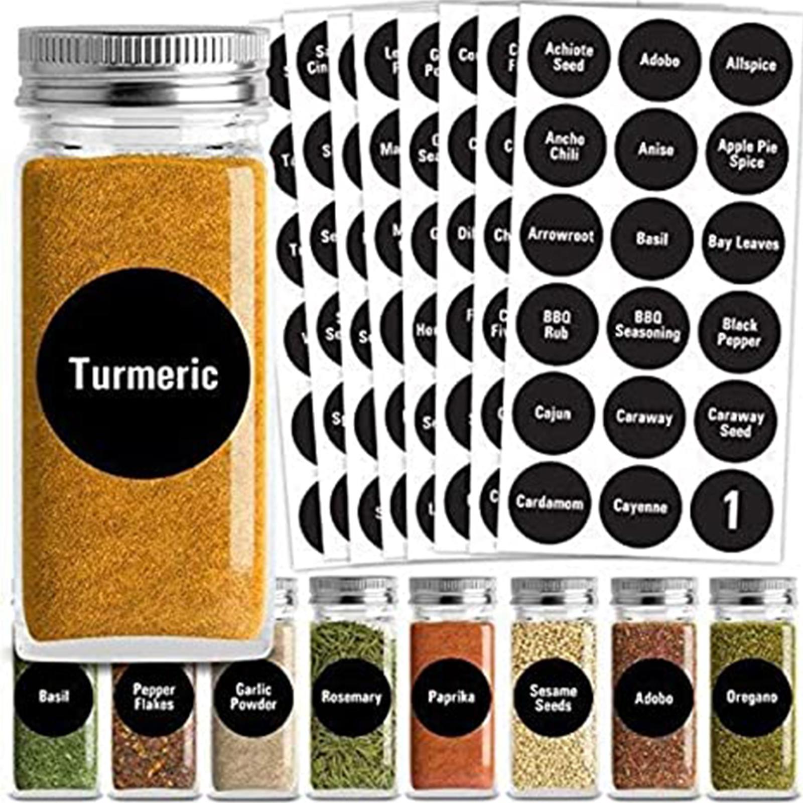 180PCS Round Spice Labels Printed Chalkboard Spice Stickers for Mason ...