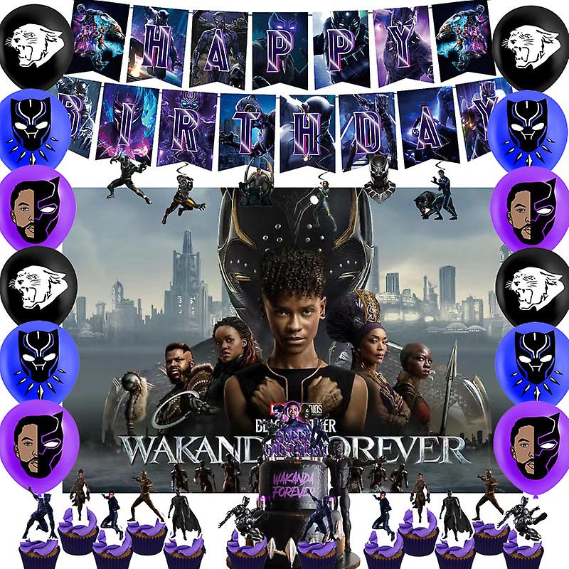 Black Panther 2 superhelt tema Bursdag Dekorasjon Flagg kake med ...