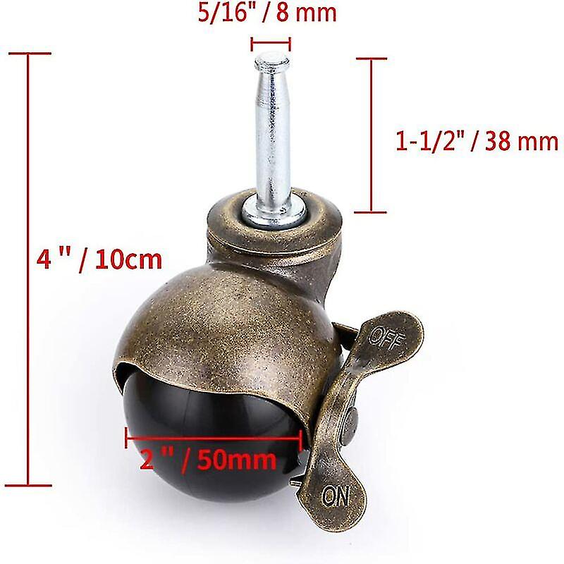 8 Pcs 40mm Stem Swivel Casters, Furniture Caster With Brake, Nylon ...