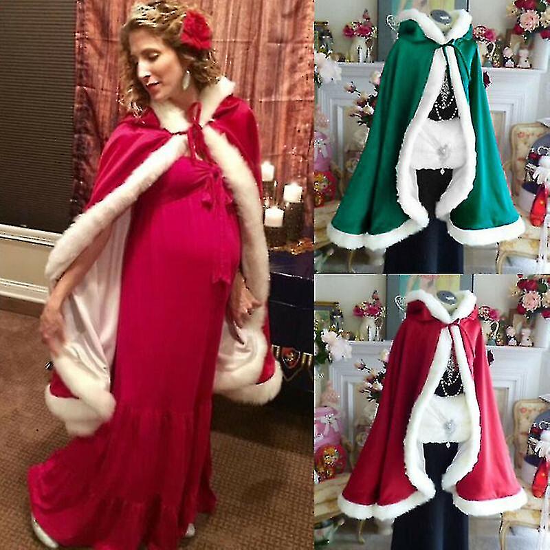 Adult Child Cosplay Christmas Mantle Red Velvet Santa Claus Luxury Cape ...