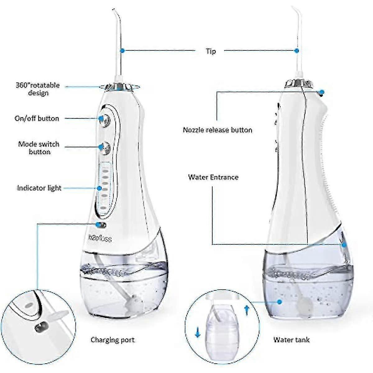 H2ofloss Water Flosser Professional Cordless Dental Oral Irrigator ...