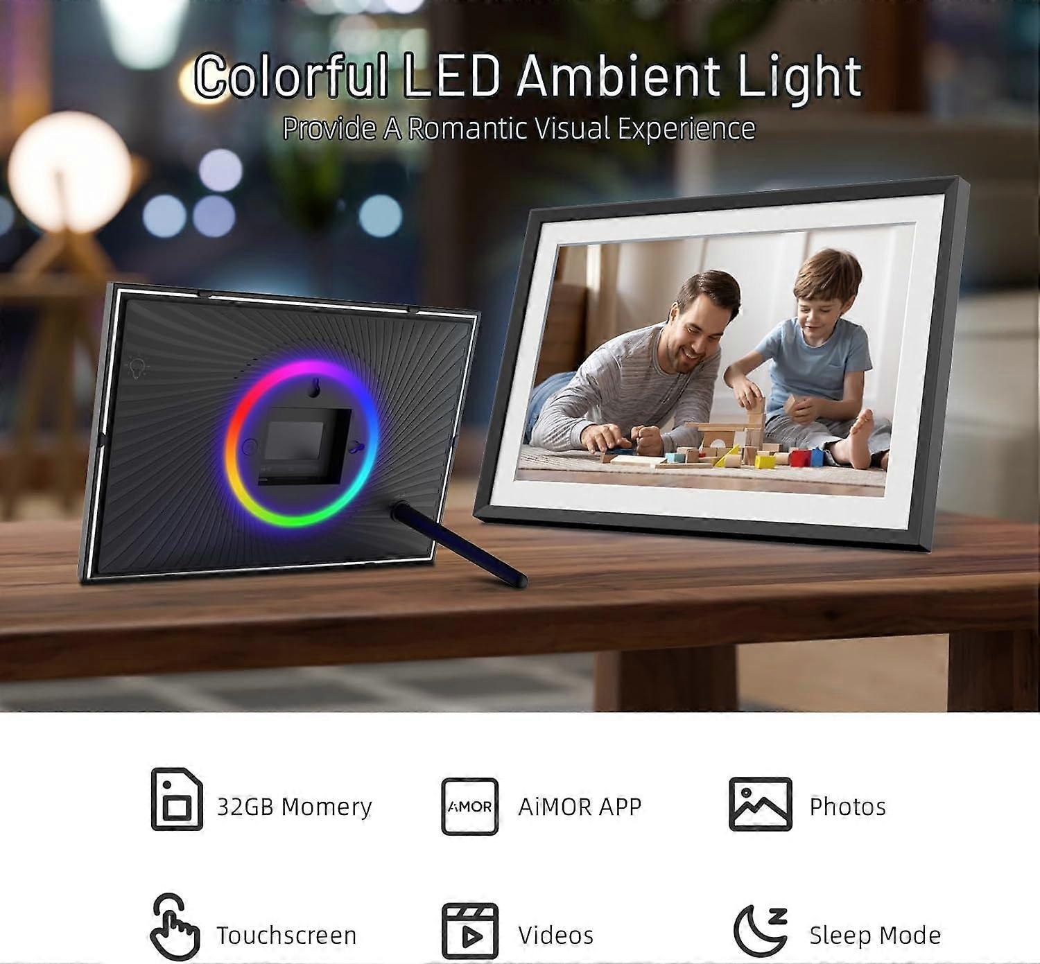 Digital Photo Frame 10.1 Inch WiFi Digital Photo Frame with LED Light ...