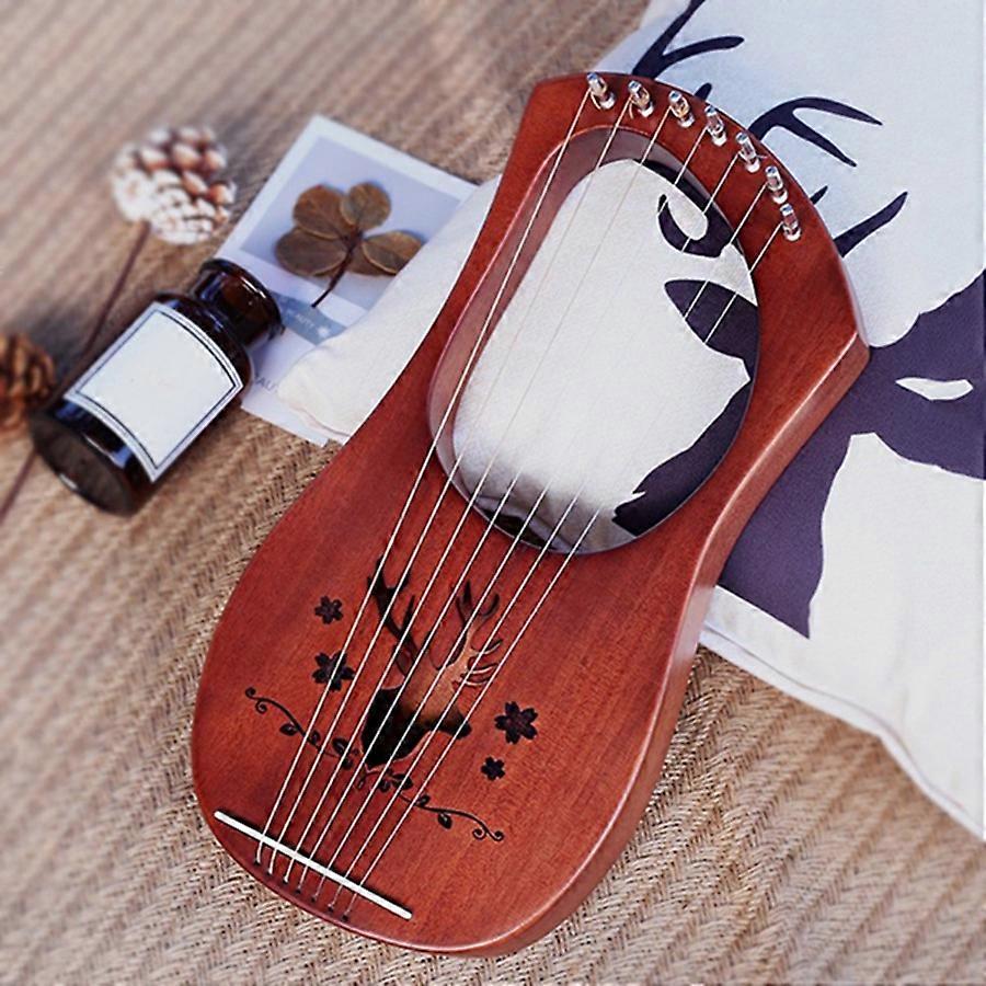 7-String Lyre Harp Mahogany Solid Wooden Metal Strings Stringed ...