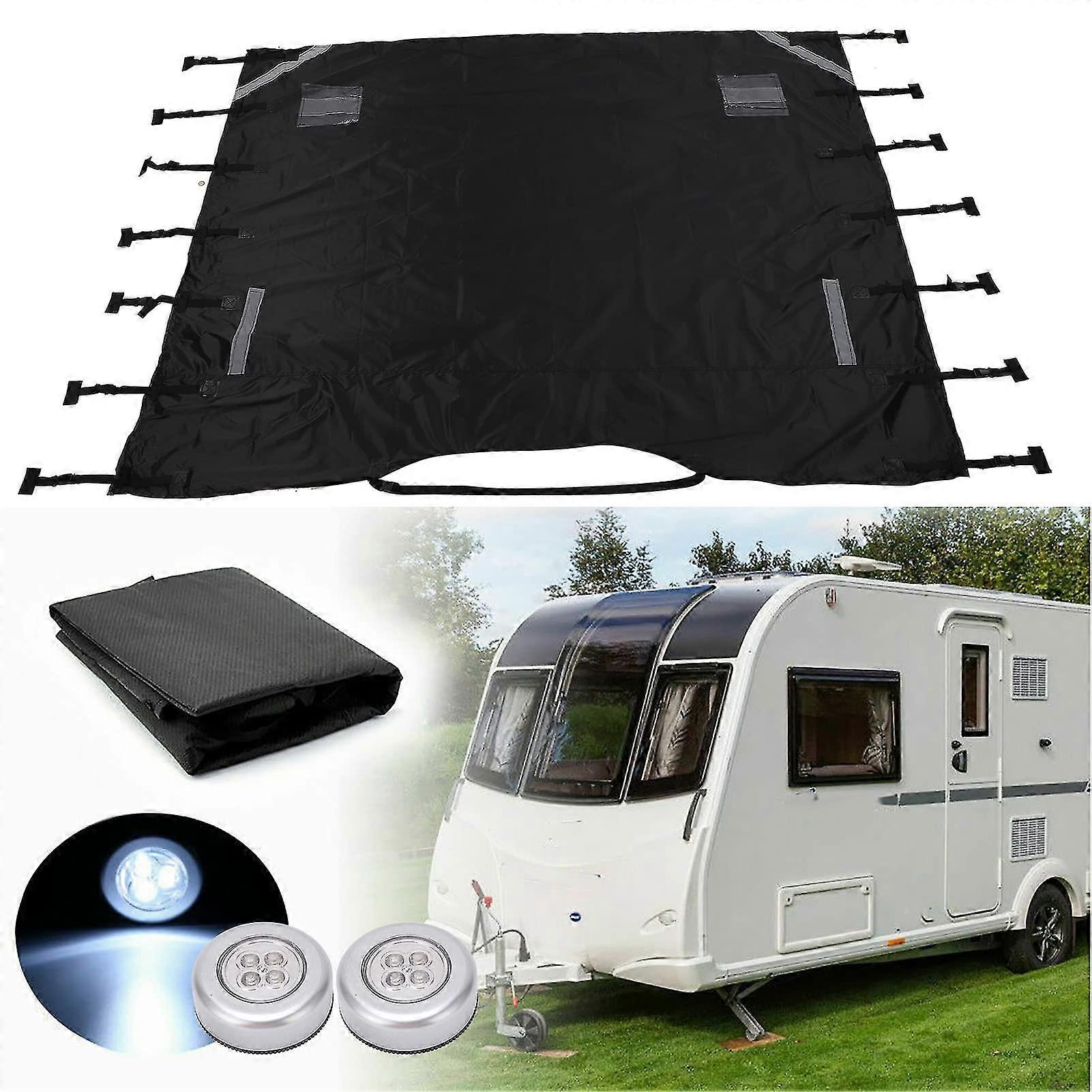 Caravan Front Cover, Universal Waterproof Front Towing Cover with 2 LED ...