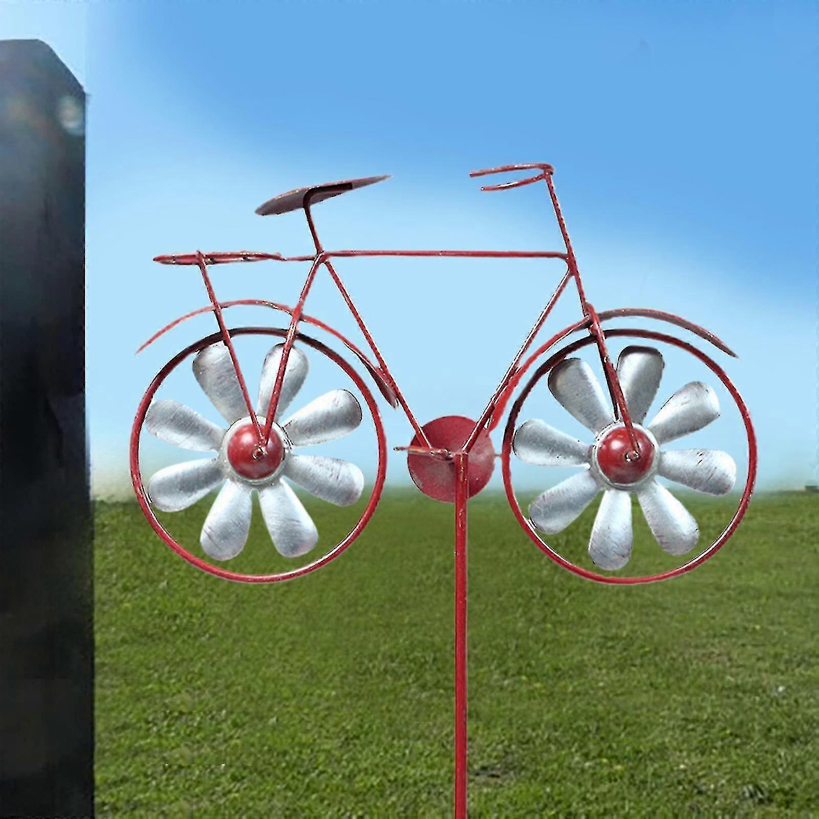 Iron Garden Windmills Patio Stake Bicycle Wind Spinner For Yard Outdoor ...