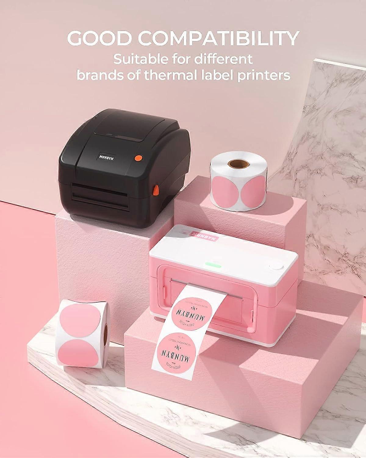 2 inch pink round thermal labels, self-adhesive round, suitable for DIY ...