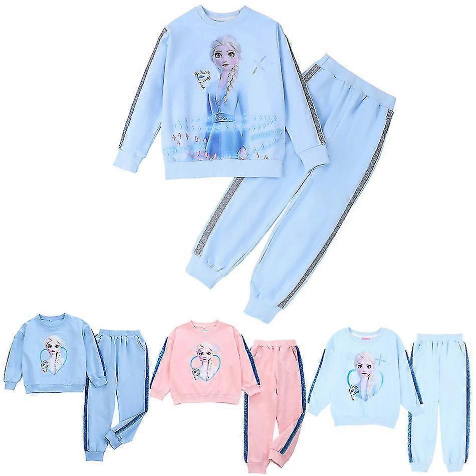 2pcs Set Girls Cotton Sweatshirt Set Elsa Cartoon Clothes Suits | Fruugo UK
