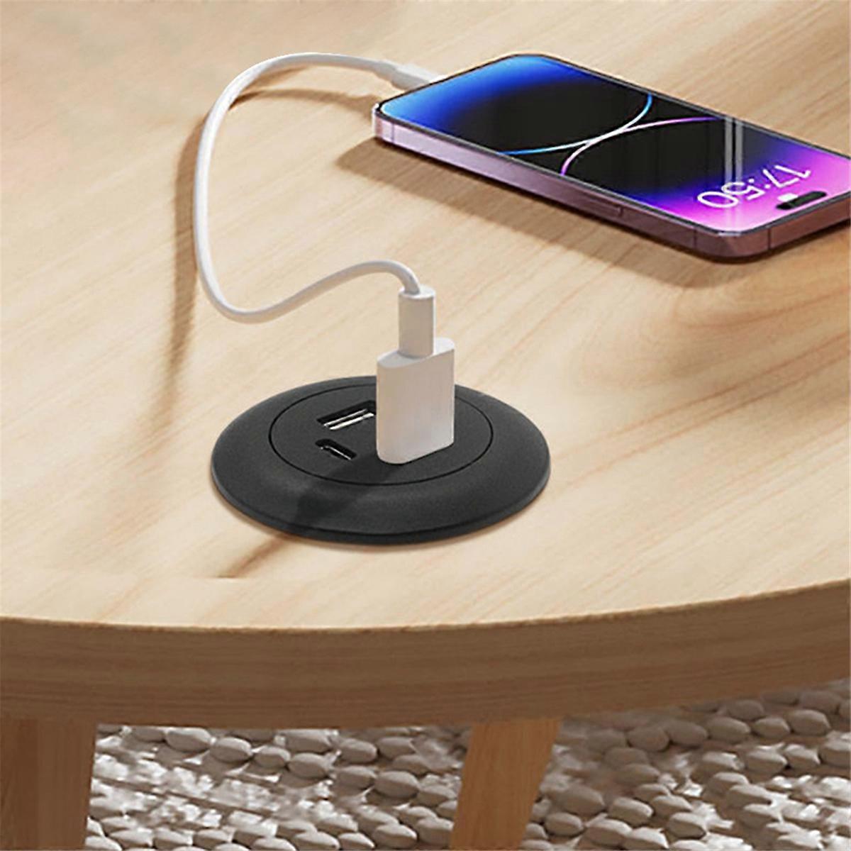 Desktop Hole Embedded USB Hub Type-C, 3 in 1 Splitter | Fruugo UK