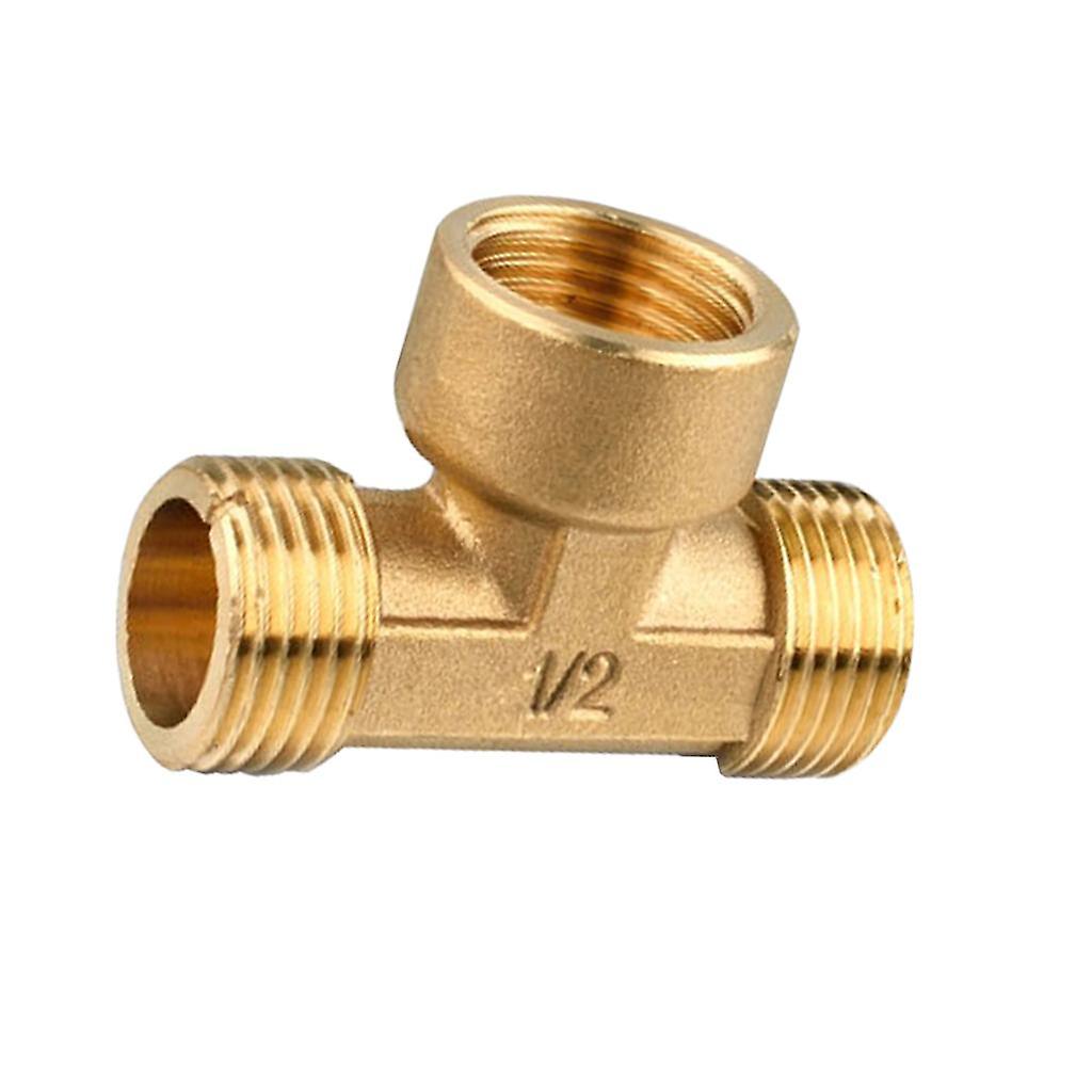 1/2" 3 Way Brass Male Female Male Tee T-Fittings Pipe Connector T ...