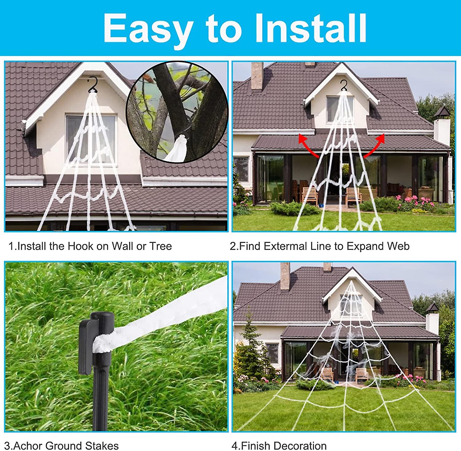 Spider Web Halloween Decoration, 5m Giant Triangular Spider Web Plus A ...