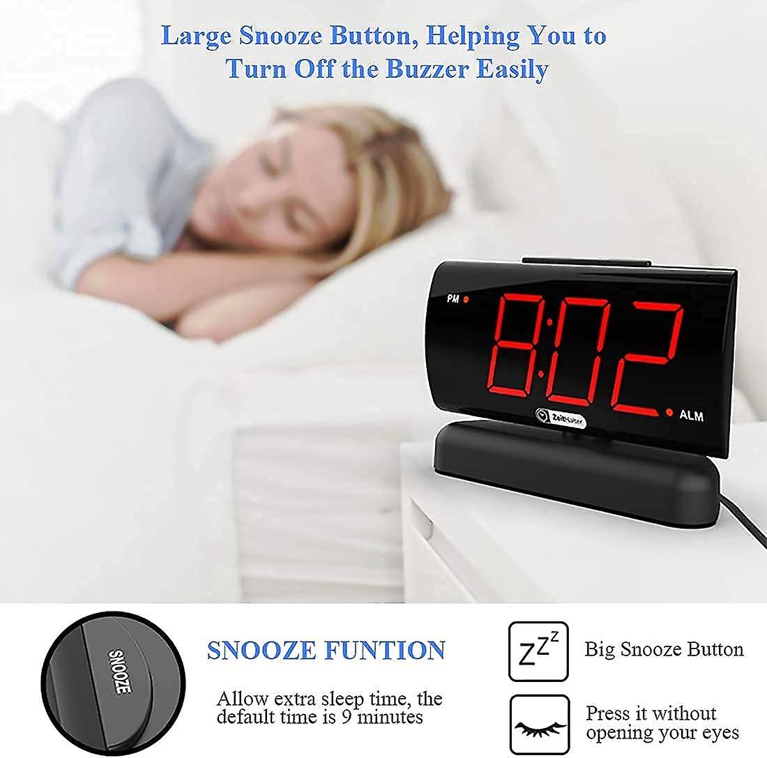 LED Digital Alarm Clock with Swivel Base, Red LED Display, Large Digits ...