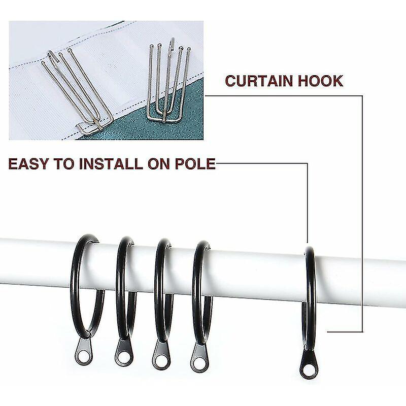 60 Pieces Metal Curtain Ring Hanger Ring With Fixing Eye Curtain And ...